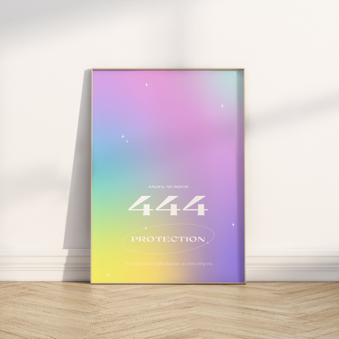 Angel Number 444 Print // Aura Print, Aura Energy Poster, Angel Number ...