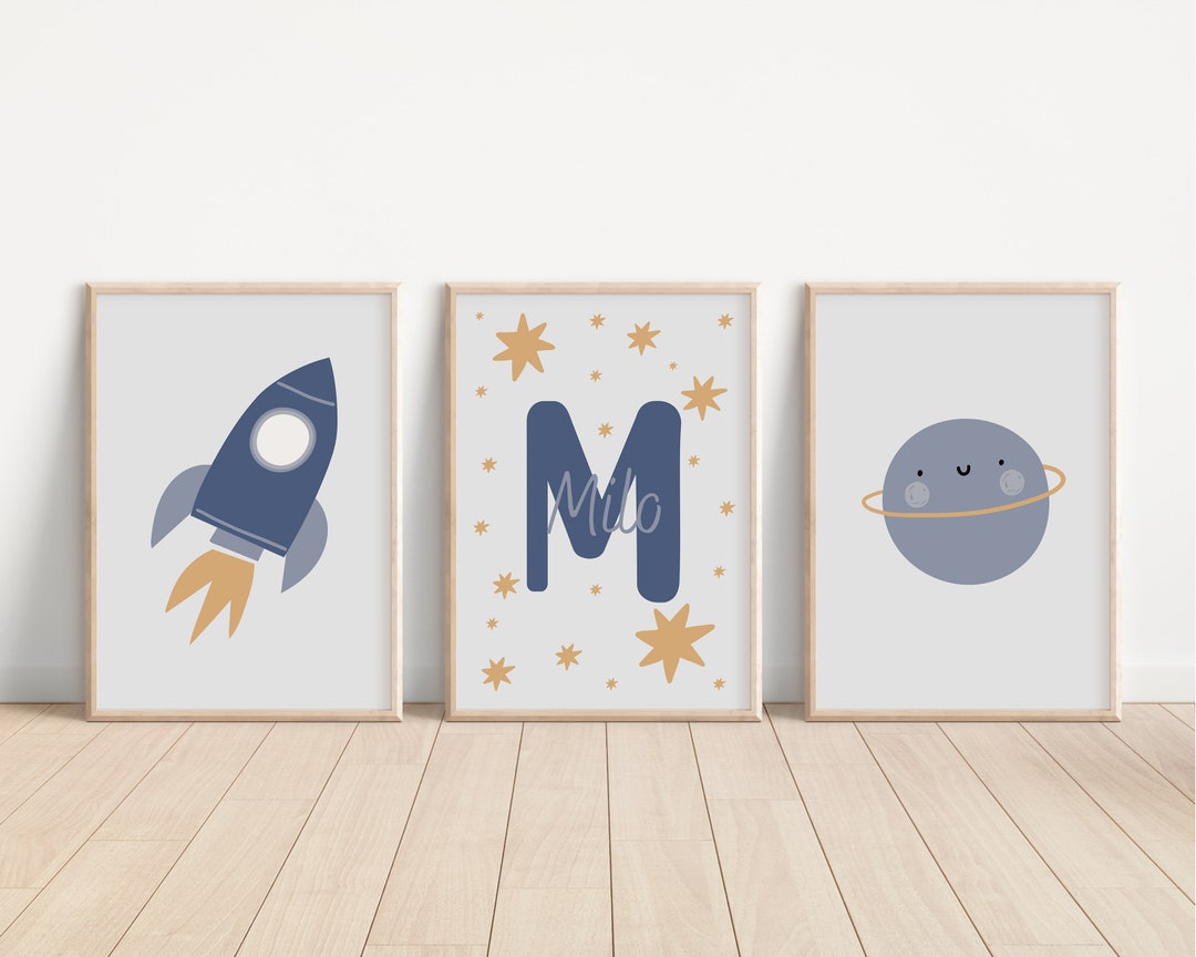 Space Print Set of 3 / Personalised Space Prints, Space Wall Art ...