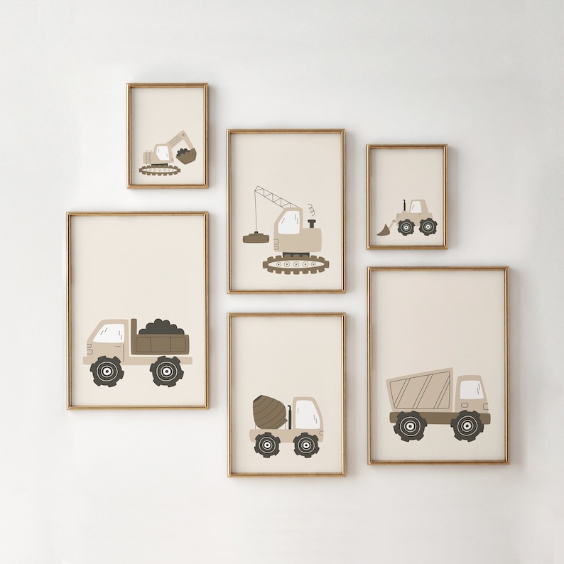 Construction Vehicle Print Set // Boy Print Set of 6, Truck Poster ...