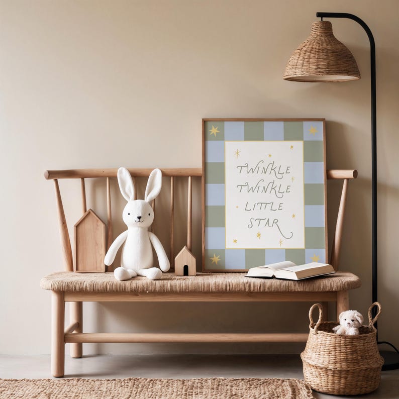Twinkle Twinkle Little Star Wall Art Print, Sage Playroom Decor ...