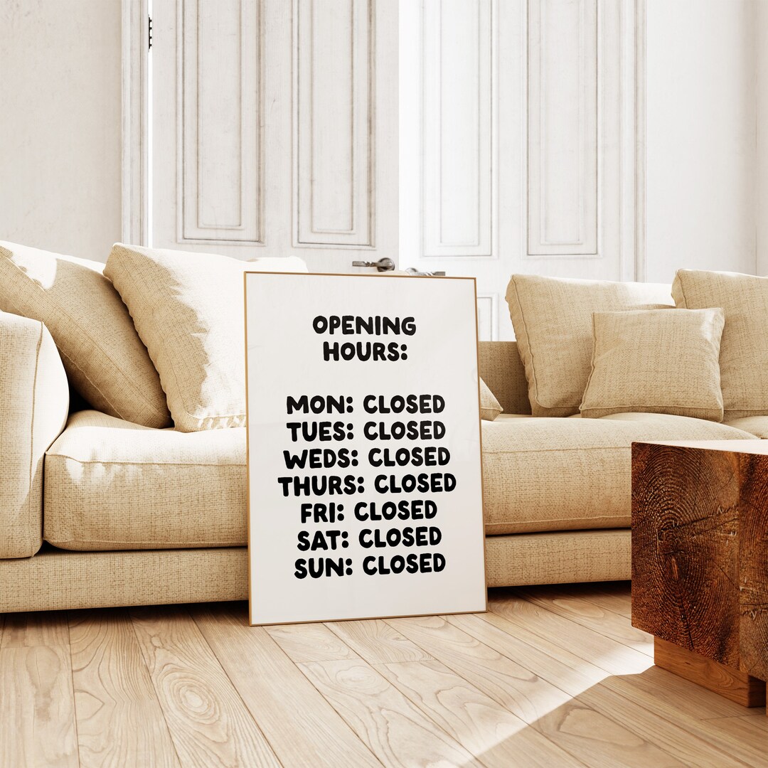 Opening Hours Print // Trendy Preppy Wall Art, Aesthetic Dorm Decor ...