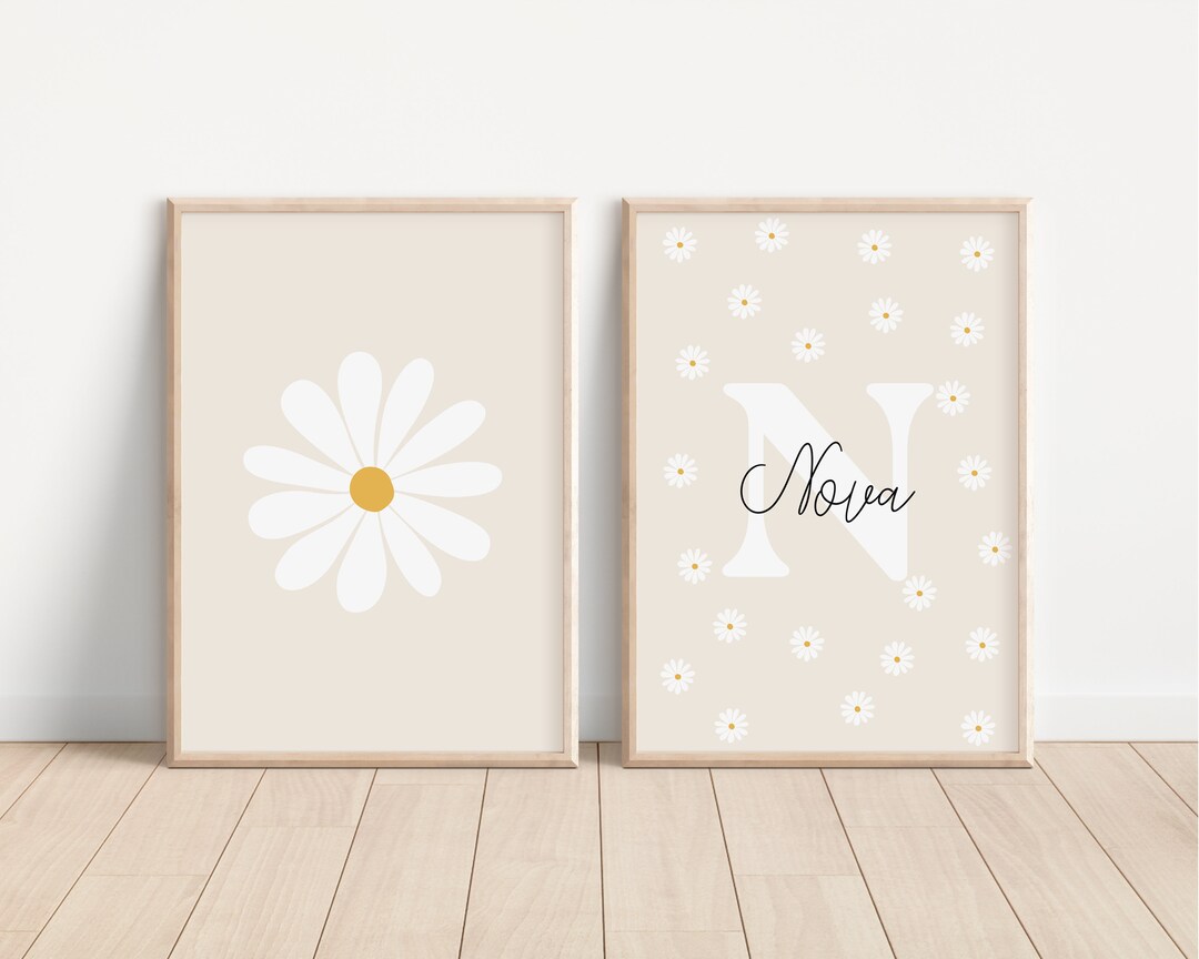 Daisy Print Set of 2 / Personalised Girl Prints, Nursery Print ...