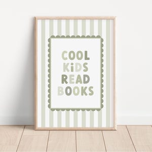 Cool Kids Read Books Print / Sage Green Nursery Wall Art, Classroom ...