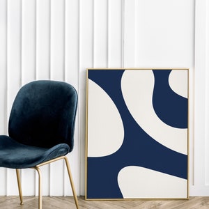 Navy Blue Gallery Wall Set // Set of 3 Navy Blue Prints, Modern Art ...