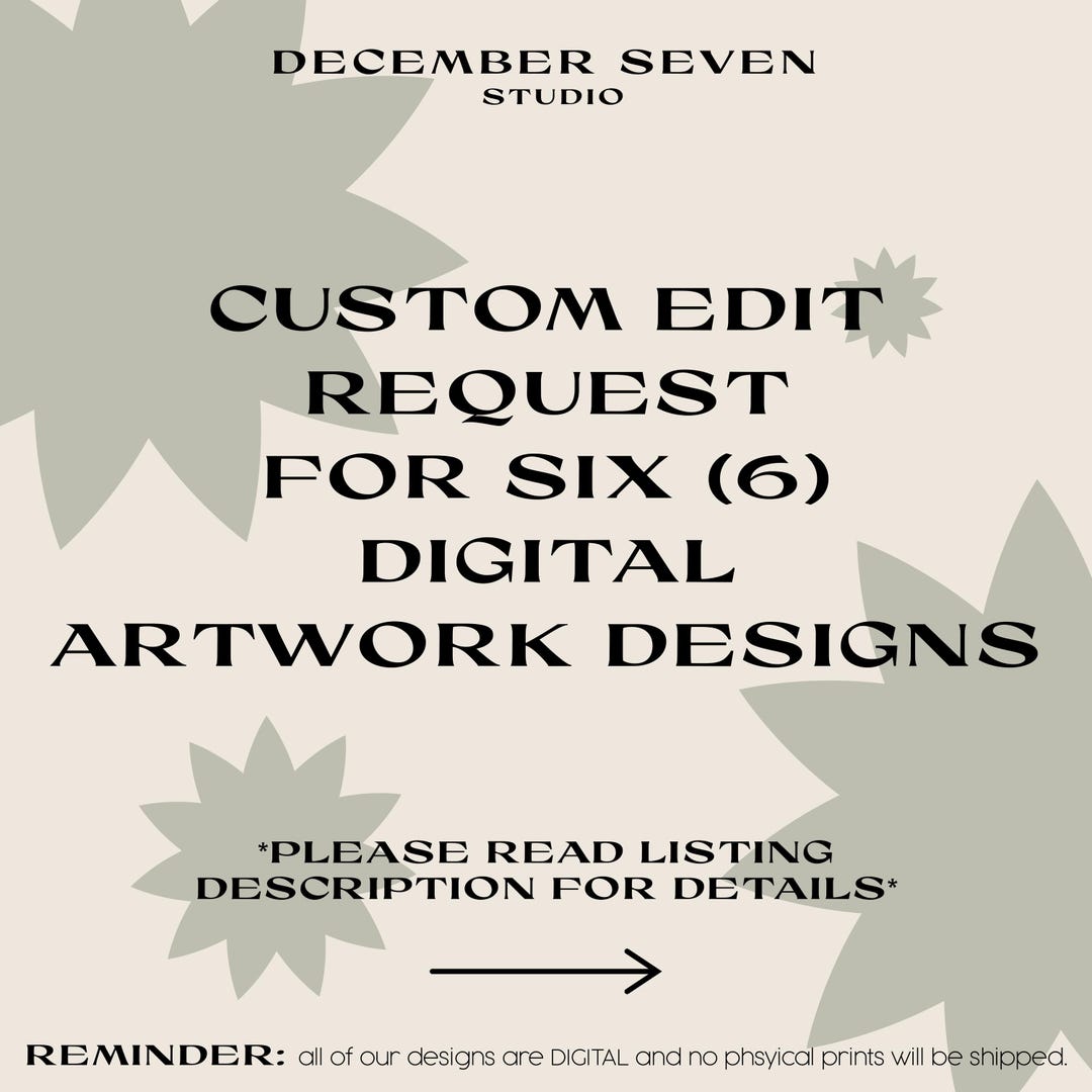 Custom Edit Request for 6 Designs / Custom Colour Change, Custom Text ...
