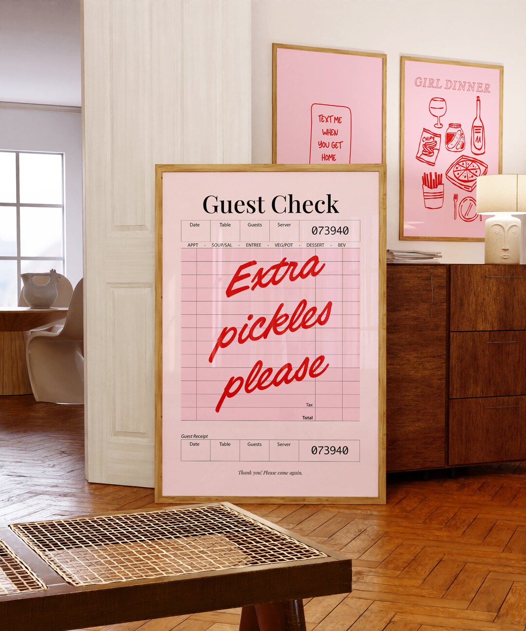 Guest Check Print // Extra Pickles Please Print, Funny Pickle Quote ...