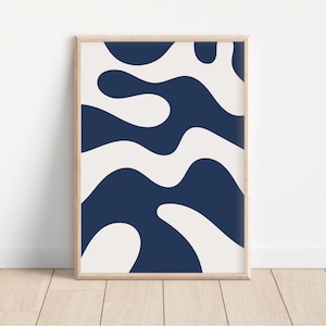 Navy Blue Modern Abstract Print // Navy Minimalist Wall Art, Modern Art ...