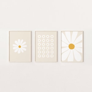 Daisy Print Set of 3 / Daisy Wall Art, Nursery Print, Flower Print, Set ...