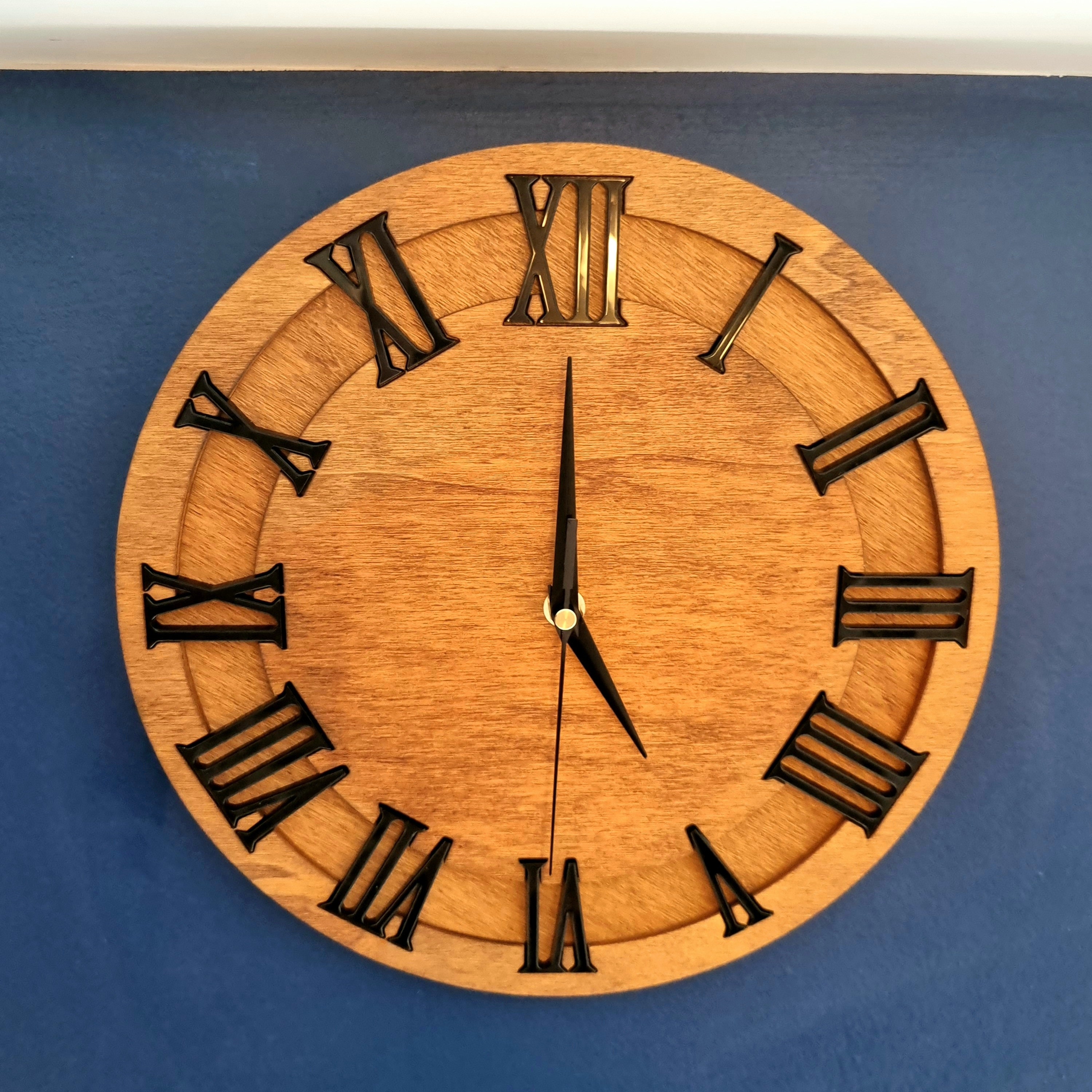 Reloj de pared hecho a mano, números romanos, números acrílicos negros ...