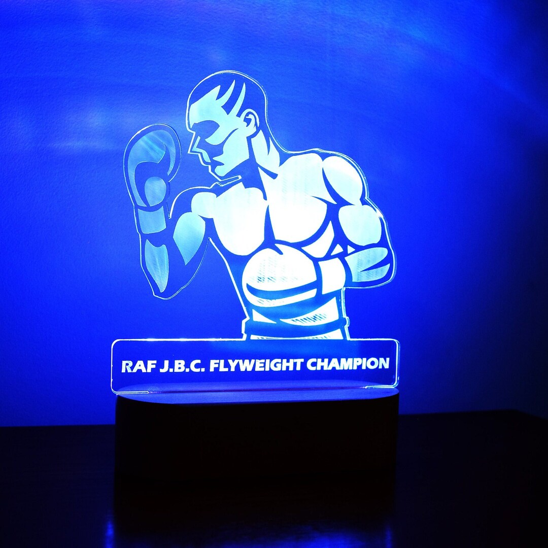 Boxing Silhouette Acrylic LED Plaque Personalised Gift for Boxers ...