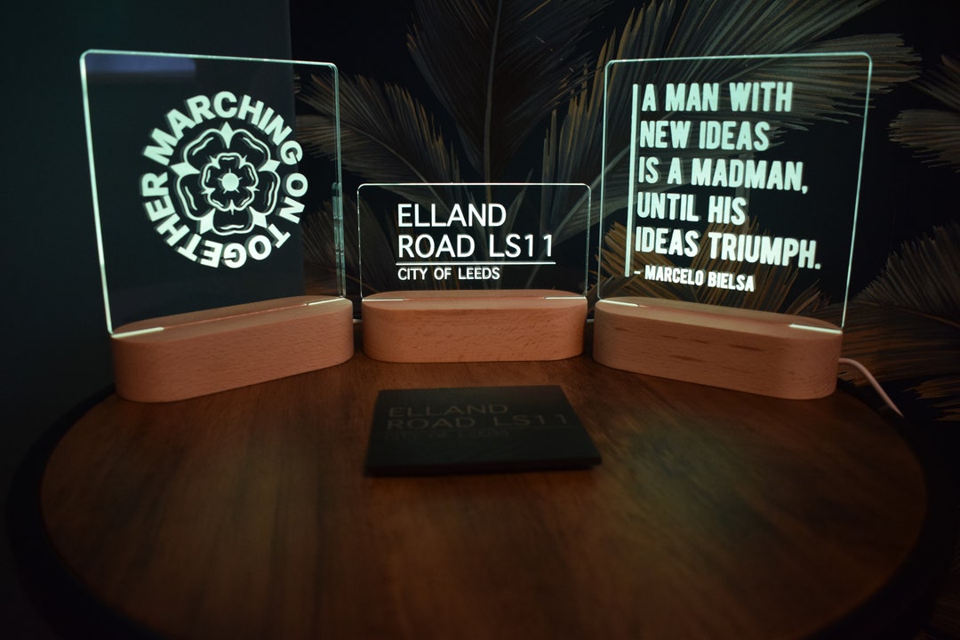 Elland Glow - Leeds United LED Light Illuminated Plaques. FREE Custom ...
