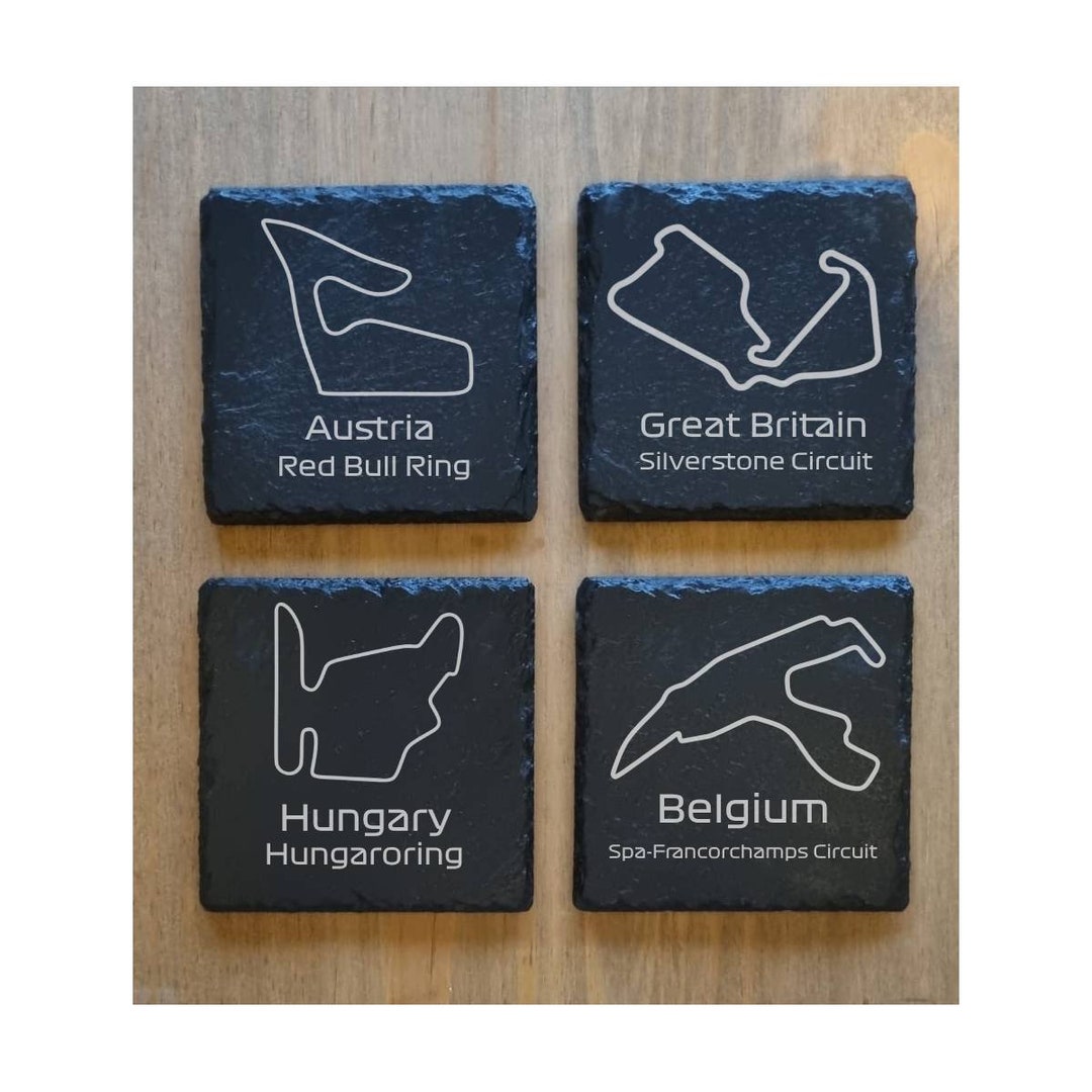 Formula 1 2023 Season Slate Coasters, Minimalist Laser Engraved Track ...