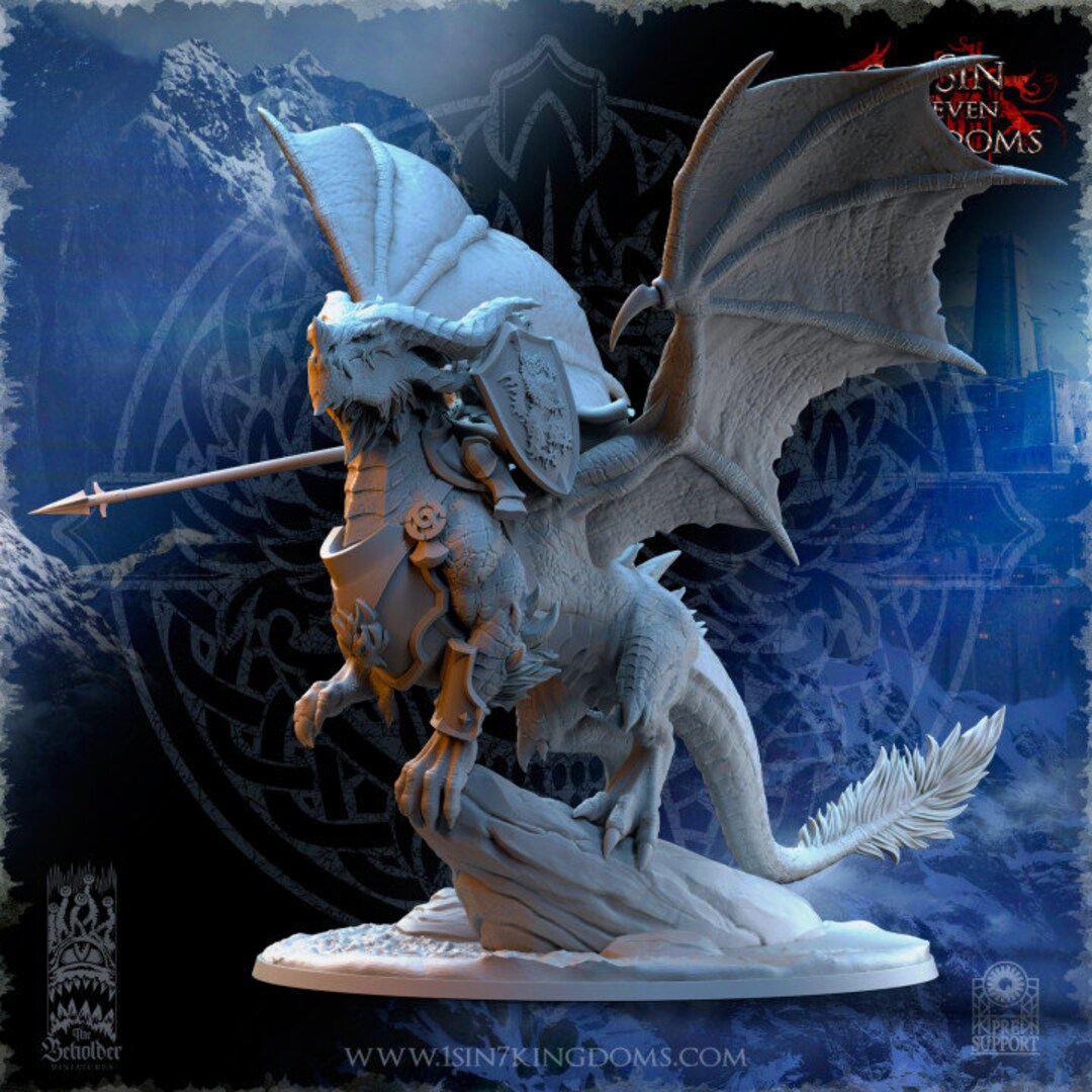 Trym Drakesong, Stormwolf Warlord on Dragon, the Beholder Miniatures - Etsy