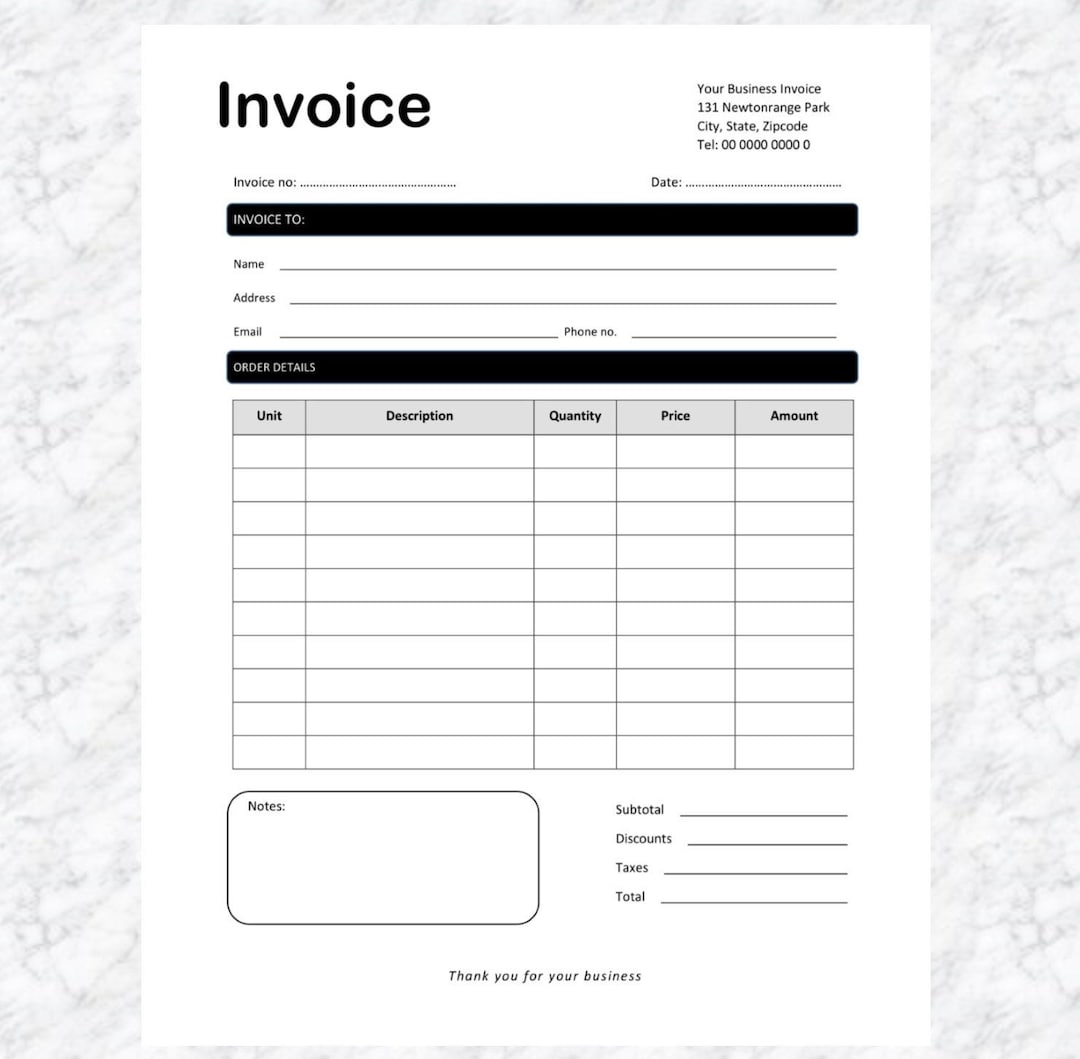 Fully Word Editable Simple Invoice Template, Sales Invoice, Business ...
