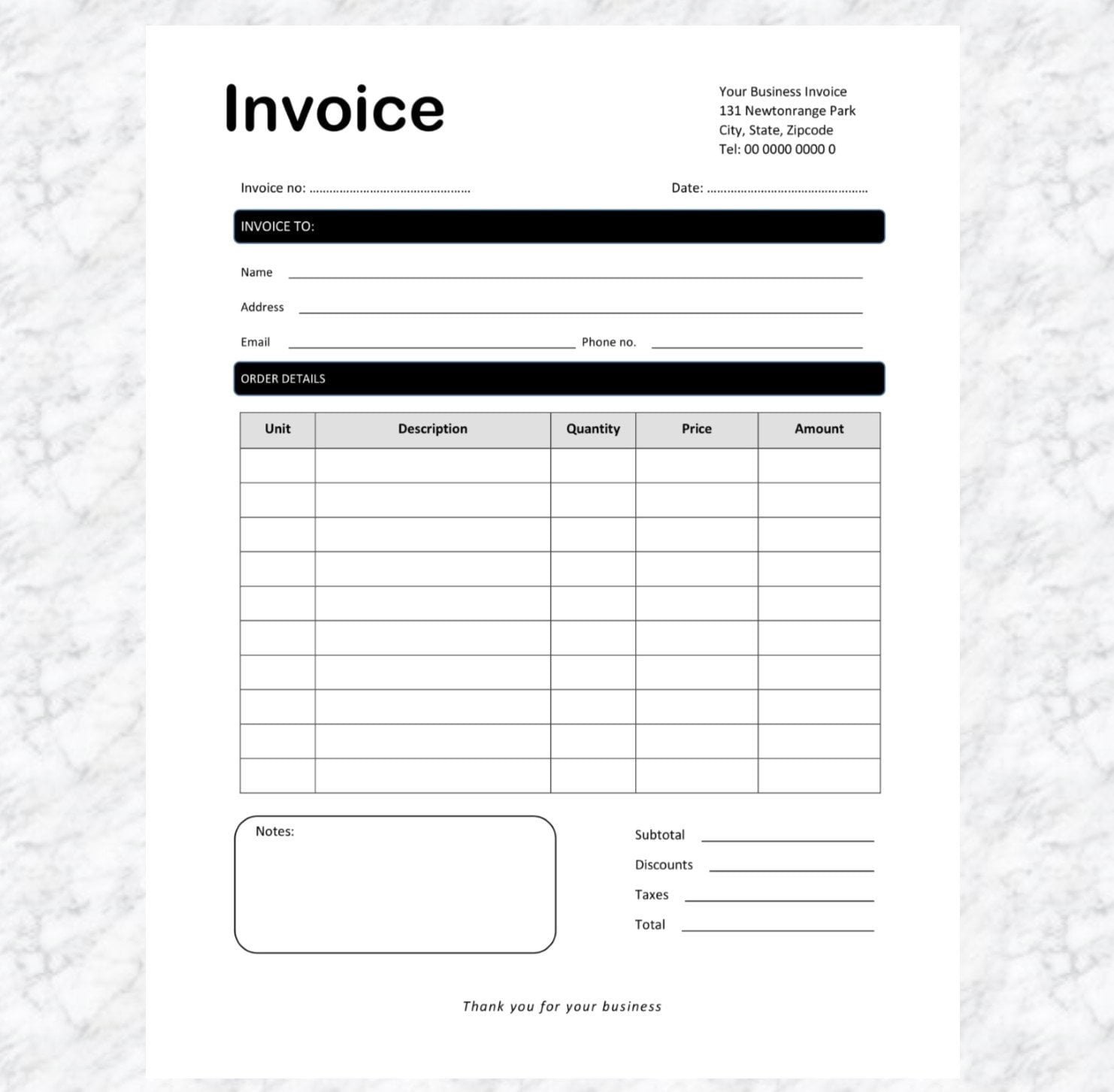 Fully Word Editable Simple Invoice Template, Sales Invoice, Business ...