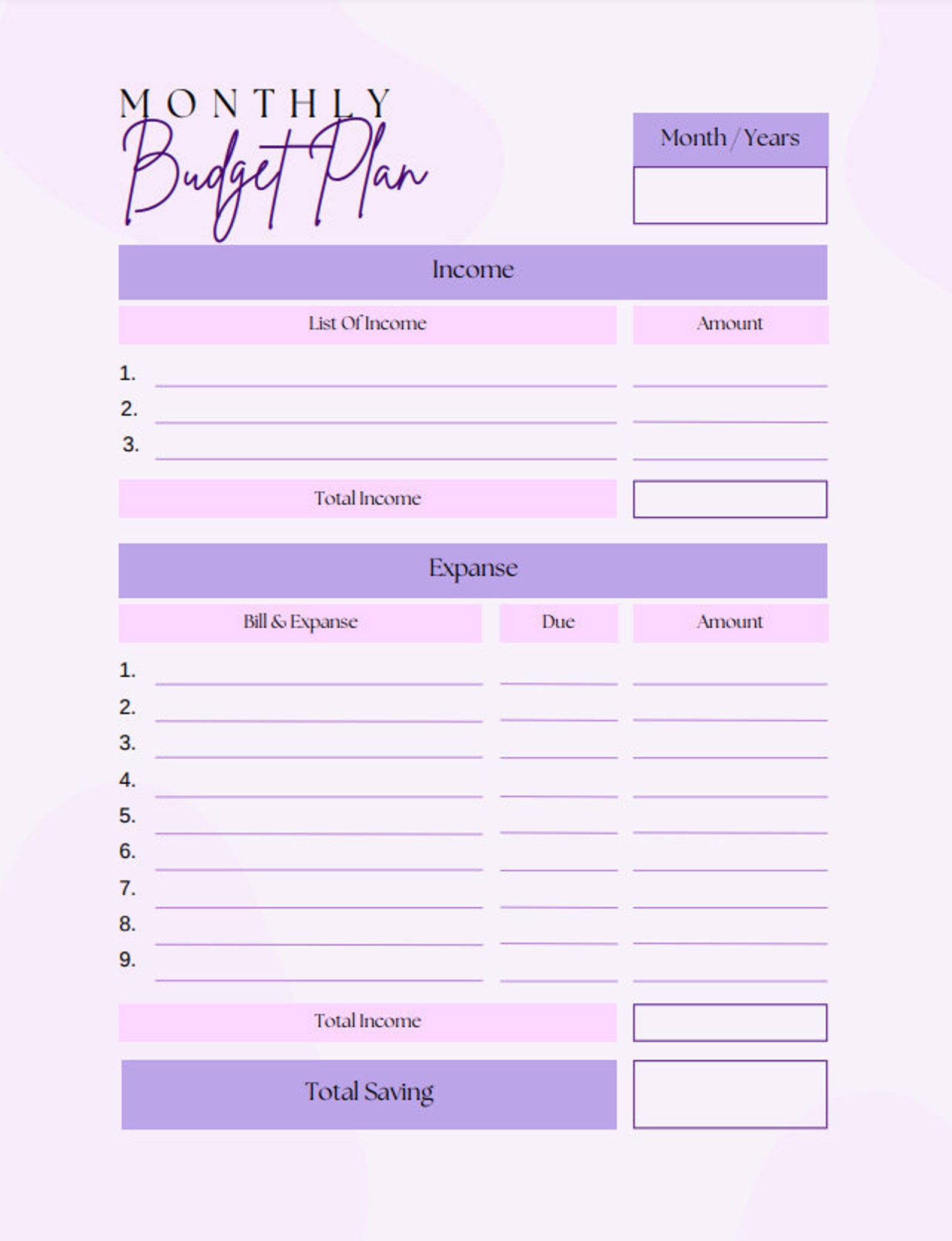 Digital Budget Planner, Monthly Budget Planner, Printable Planner - Etsy