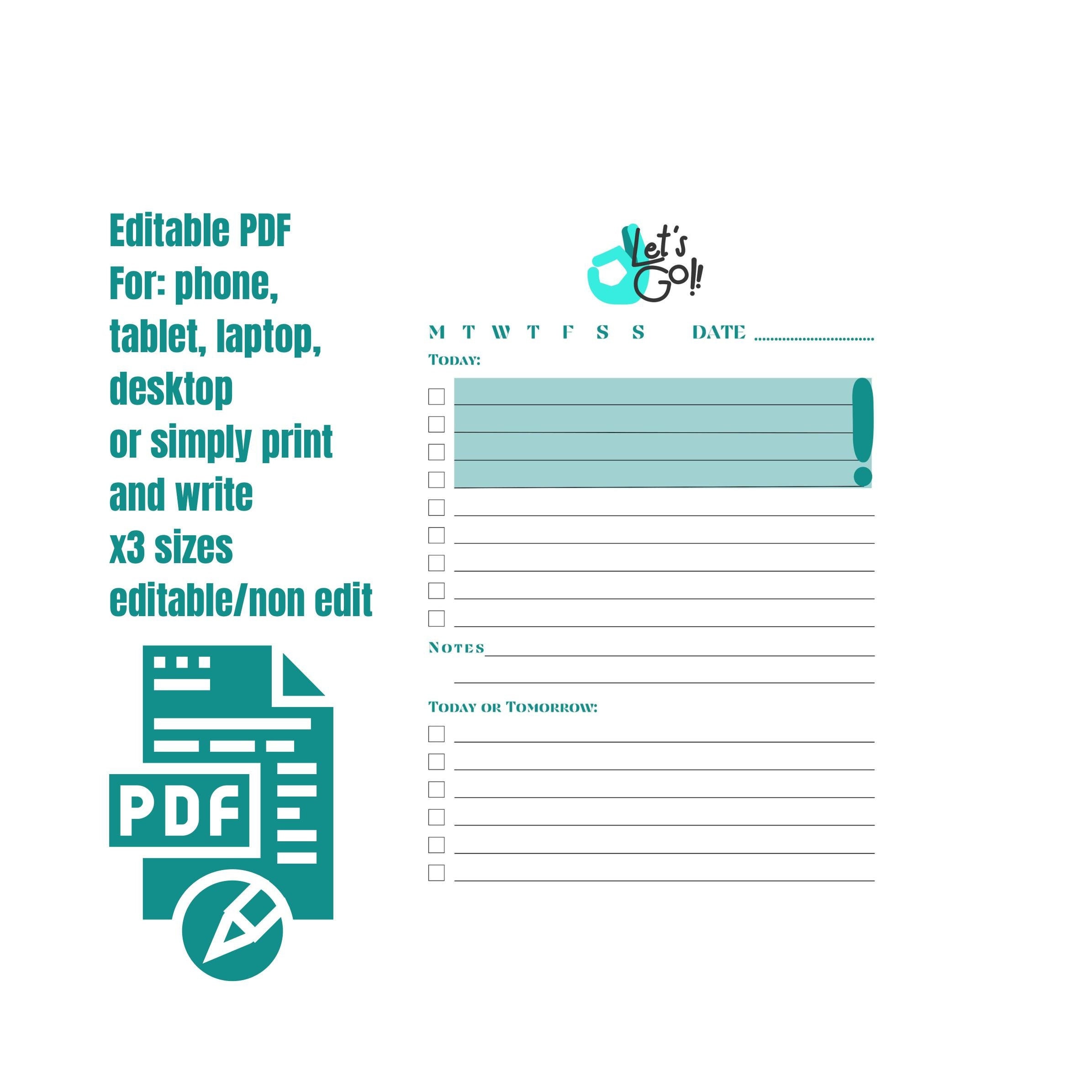 Editable to Do List Instant Digital Download Print or Save - Etsy UK