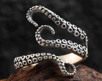 Octopus Ring in Sterling Silver - Etsy