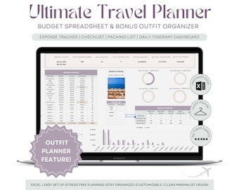 Travel Planner Spreadsheet Dark Mode, Trip Organizer, Vacation ...
