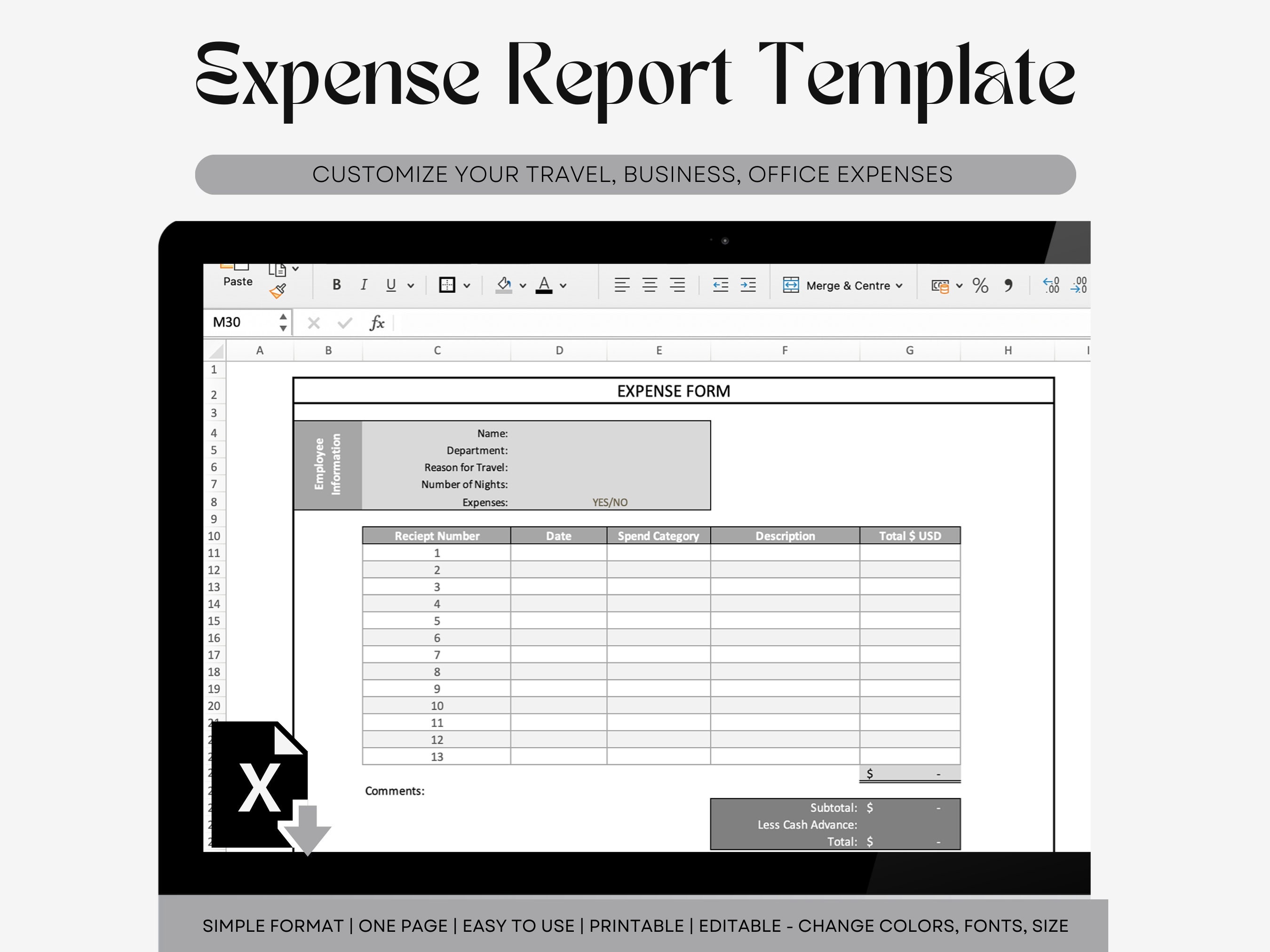 Travel Expense Report Template Excel