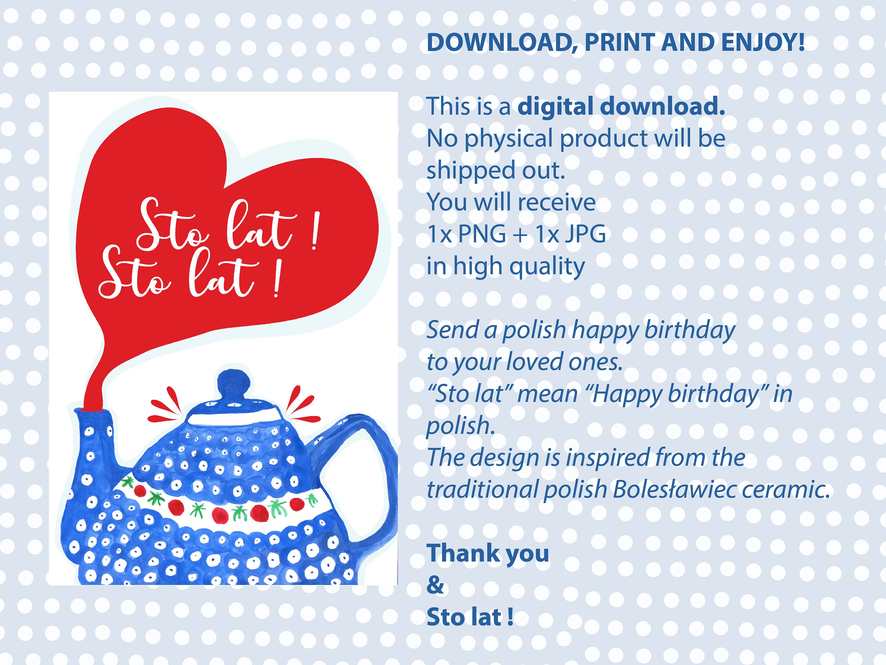 Polish Birthday Card "sto Lat!" - Etsy