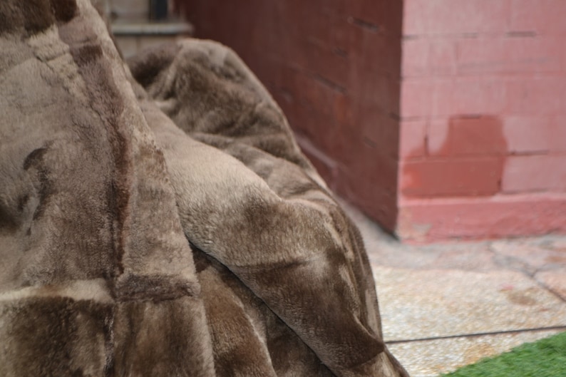 Genuine Real Sheared Beaver Fur Blanket King Size Throw 85" X 75" Rug ...