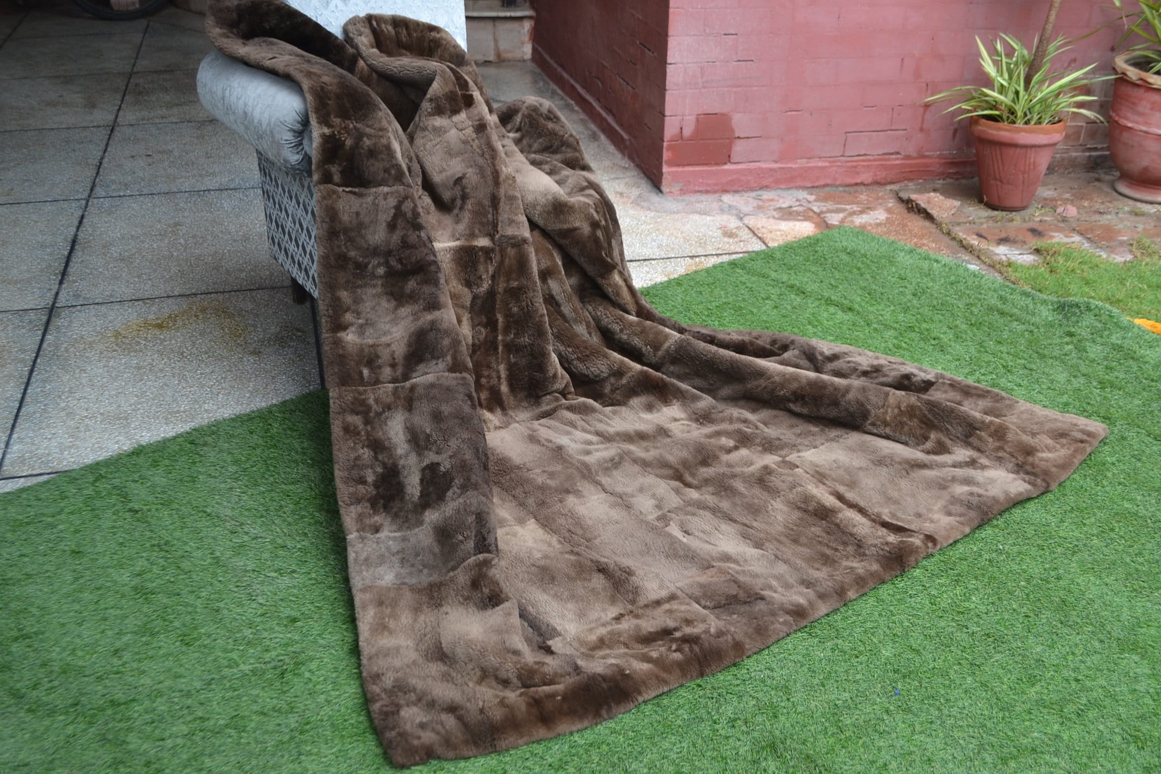 Genuine Real Sheared Beaver Fur Blanket King Size Throw 85" X 75" Rug ...