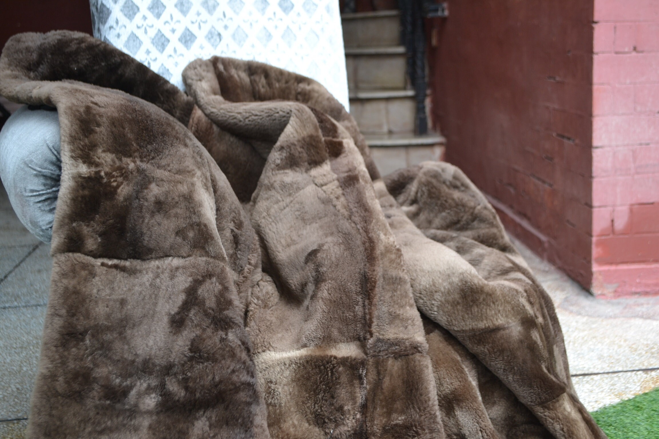 Genuine Real Sheared Beaver Fur Blanket King Size Throw 85" X 75" Rug ...