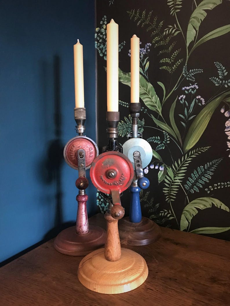 Vintage Hand Drill Candle Stick/ Holder - Etsy