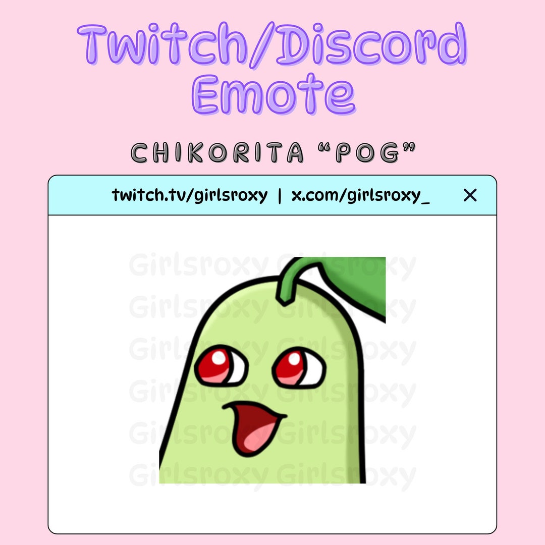 Twitchdiscord Emotesticker Chikorita Pog Funny Pokemon Etsy