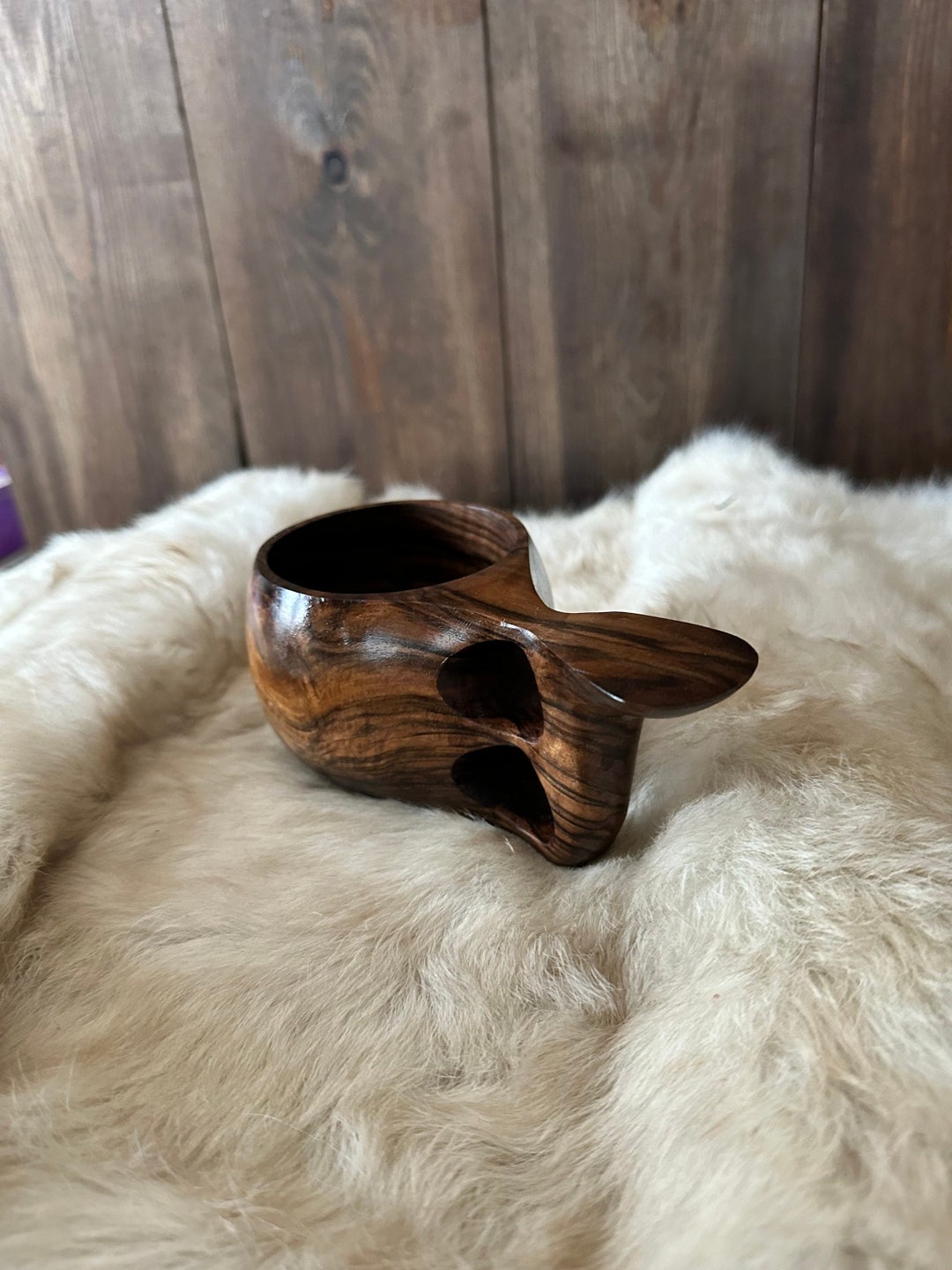 Handcarved Black Walnut Wood Kuksa, Walnut Kuksa, Wooden Bushcraft Mug ...