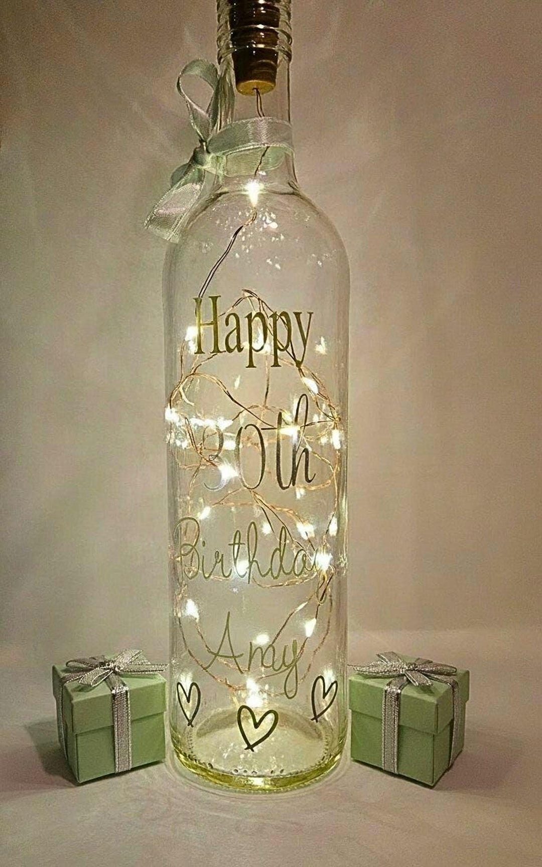 Personalised LED Light up Bottle | Custom Milestone Age Birthday Gift ...
