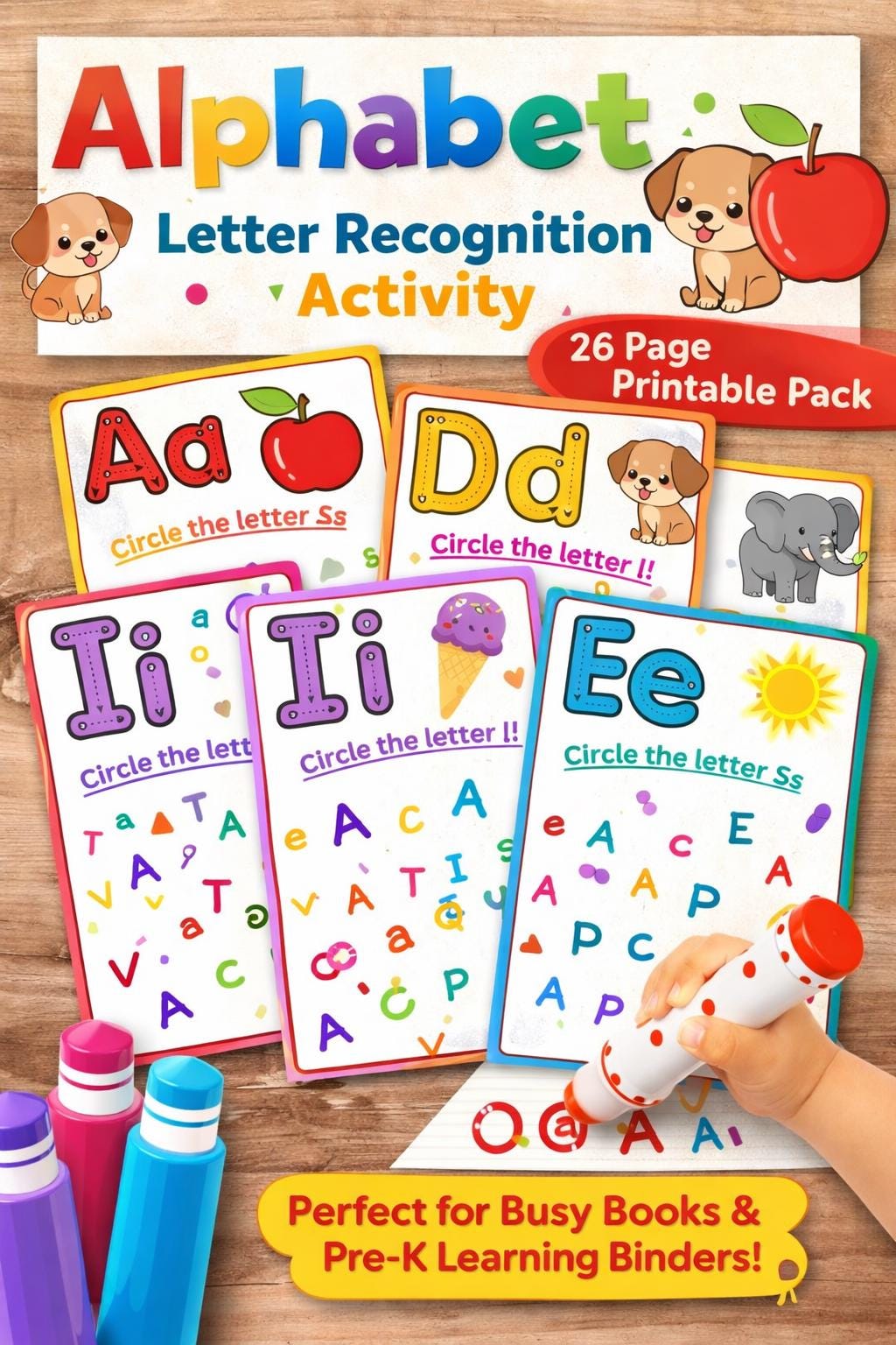 Search & Circle Alphabet Uppercase Letters Pdf Worksheet for Children ...
