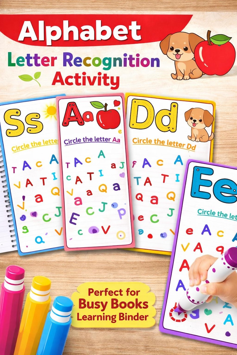 Alphabet Letter Recognition Activity, Preschool Circle Search (digital ...