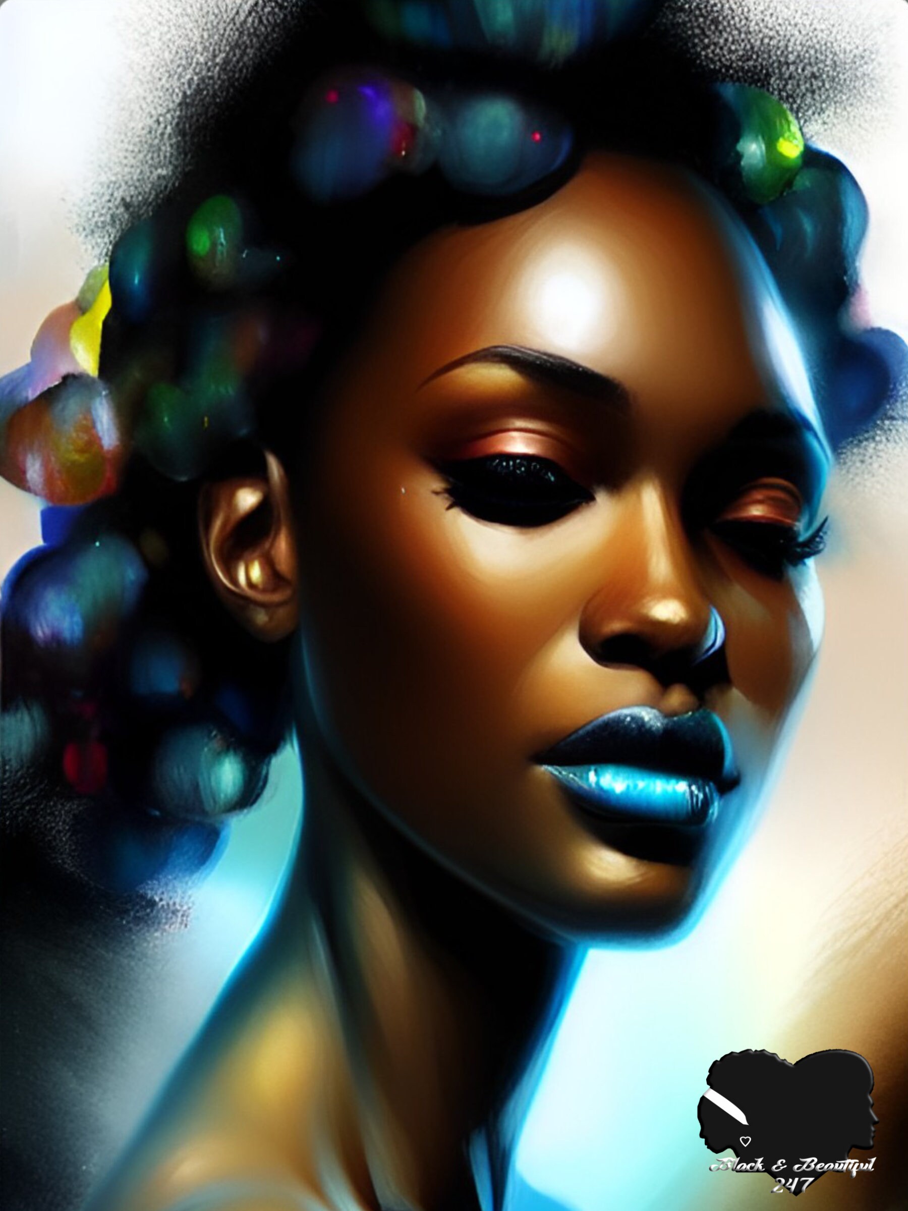 Black Wall Art Black Female Portrait - Etsy