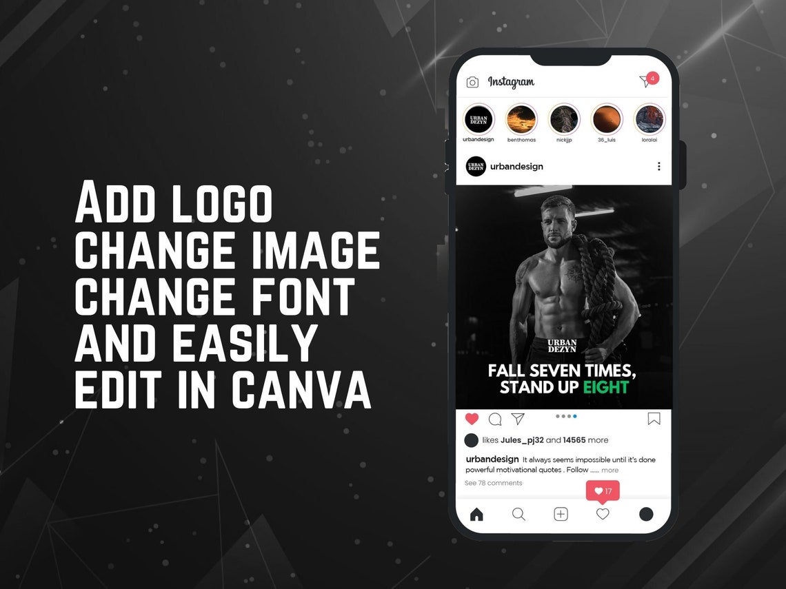 100 Fitness Motivation Instagram Post Templates, Gym Quotes, Canva ...