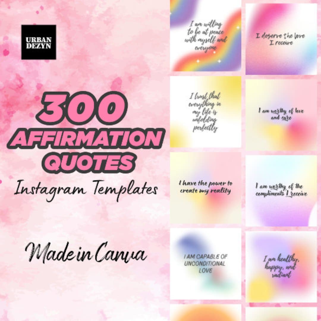 300 Positive Affirmations Quote Pack | Fully Editable Canva Templates ...