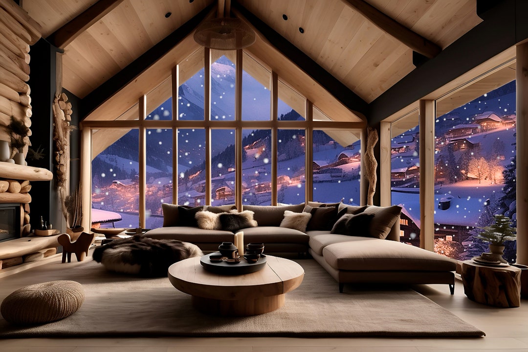 Animated Background With a Luxurious Wood House Ambiance, Featuring ...