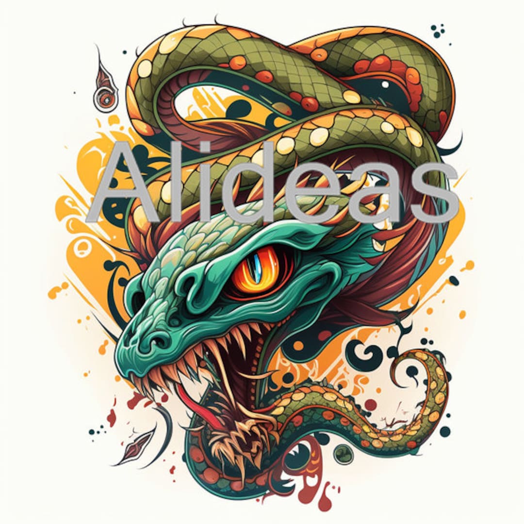 Tattoo Idea. Snake Tattoo. Snake Tattoo Idea. Colorful Snake Tattoo. - Etsy