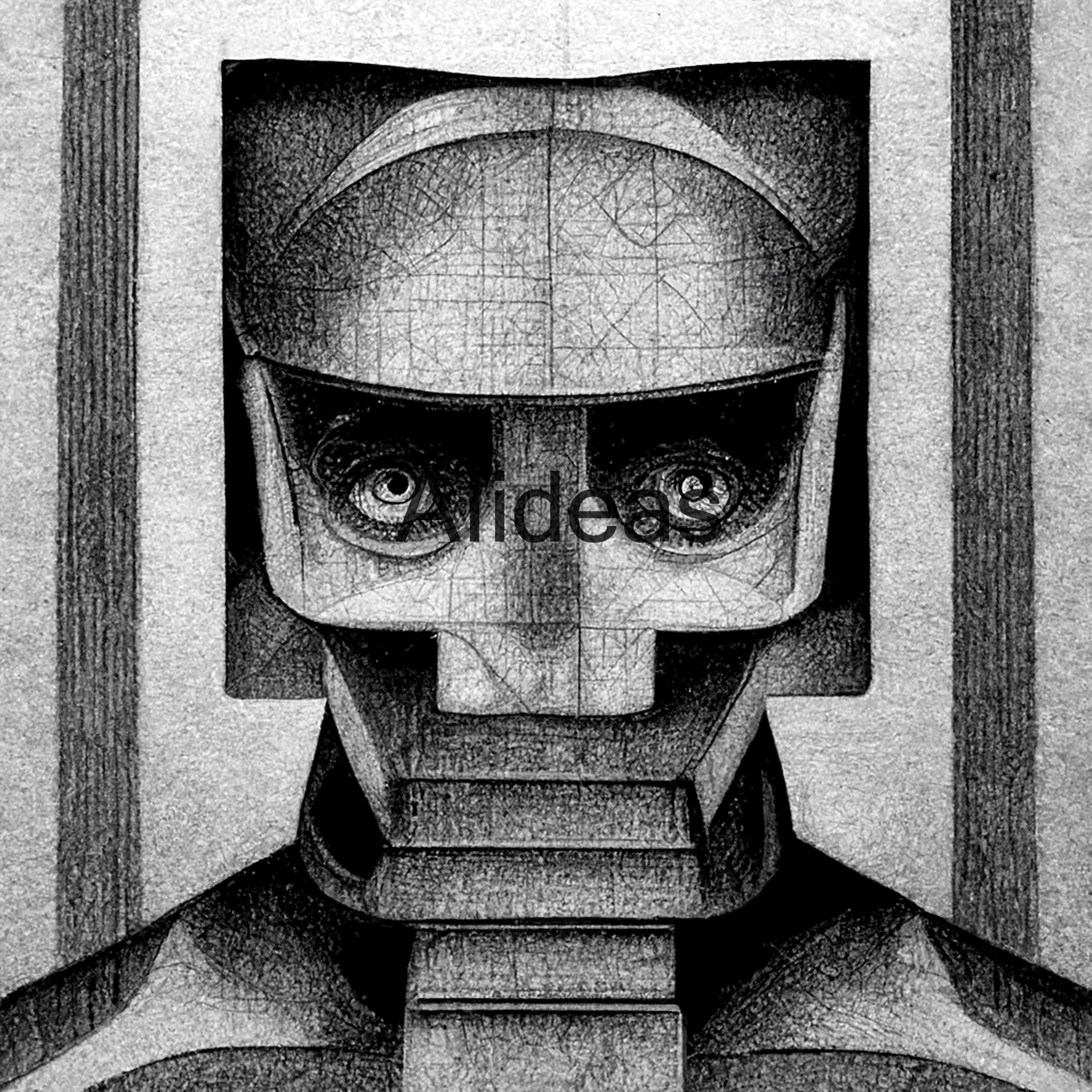 Robot Art Inspired by M.C. Escher – Digital Print – Square Wall Art ...