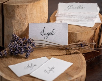 Wedding Place Card Pink Flowers, Handwritten. Hand Painted and Written ...
