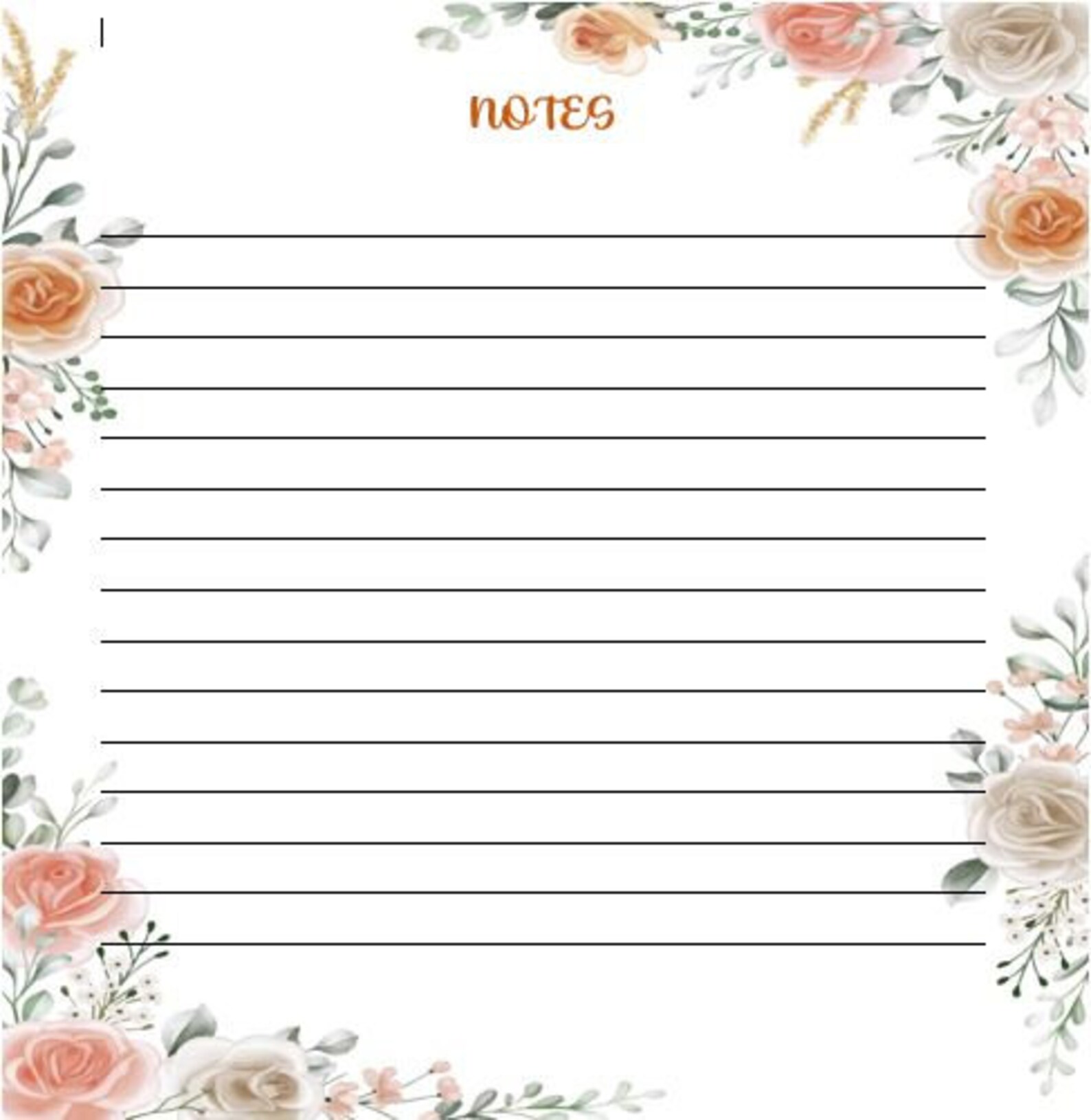 Printable Template for NOTES - Etsy