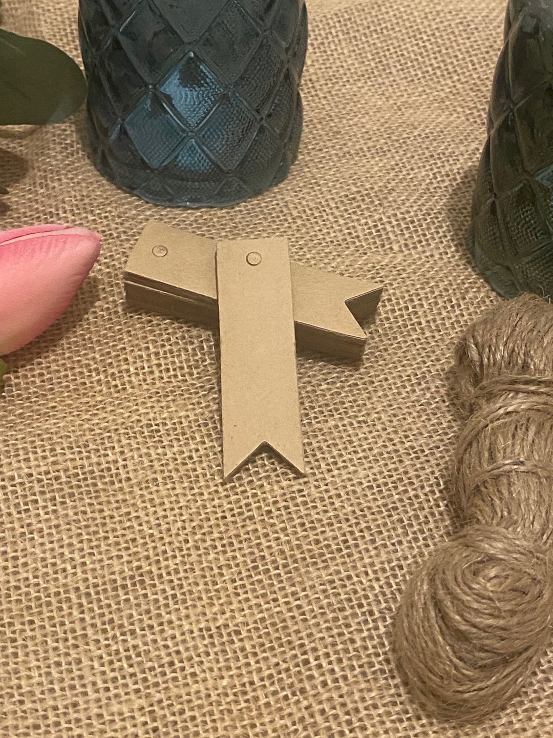 20 X Brown Mini Gift Tags With String Kraft Paper Card , 7x2cm Luggage ...