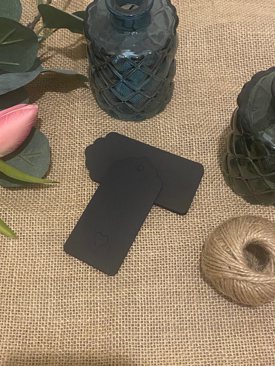 10 X Black Paper Gift Tags Luggage Hang Tags, Craft DIY Wedding Markers ...