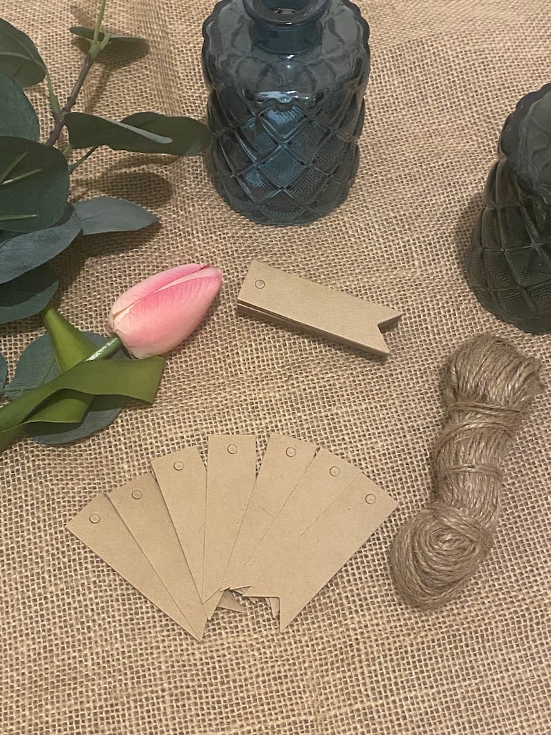 20 X Brown Mini Gift Tags With String Kraft Paper Card , 7x2cm Luggage ...