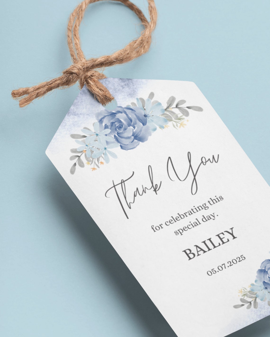 Baptism Favor Tag Template, Christening Gift Tag Template, Soft Blue ...