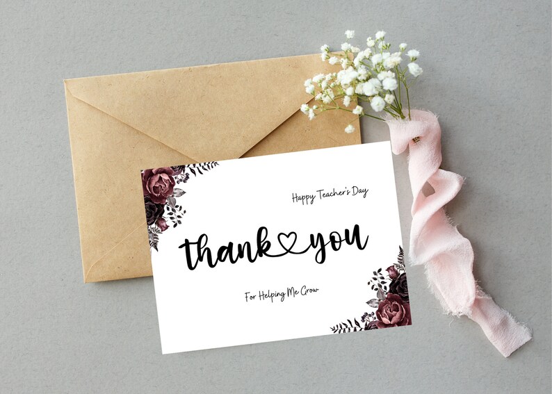 Teacher Thank You Card Printable Teacher Appreciation Thank - Etsy