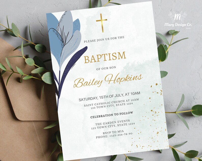 Personalized Baptism Invitation Template, Catholic Baptism, Baptism ...