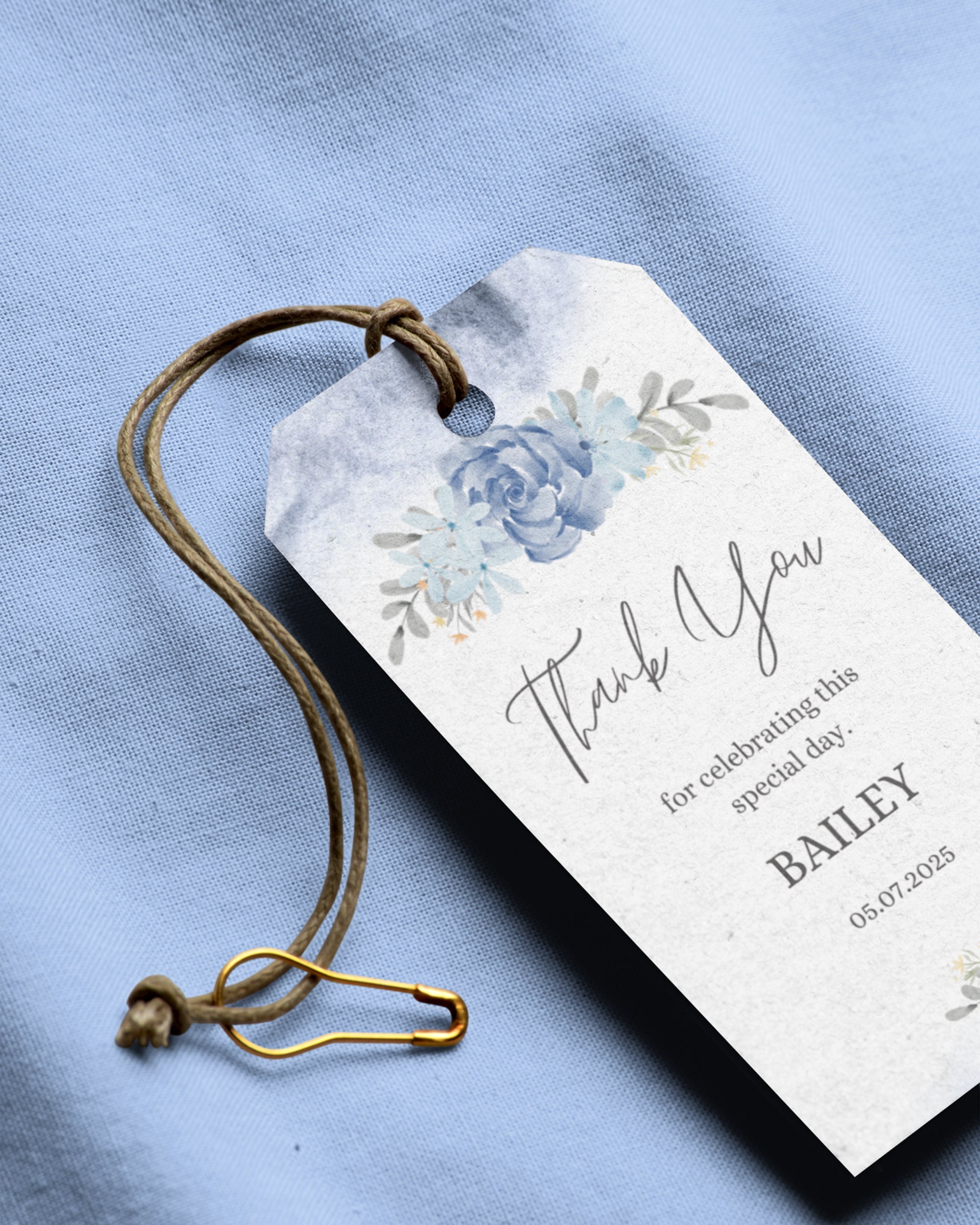 Baptism Favor Tag Template, Christening Gift Tag Template, Soft Blue ...
