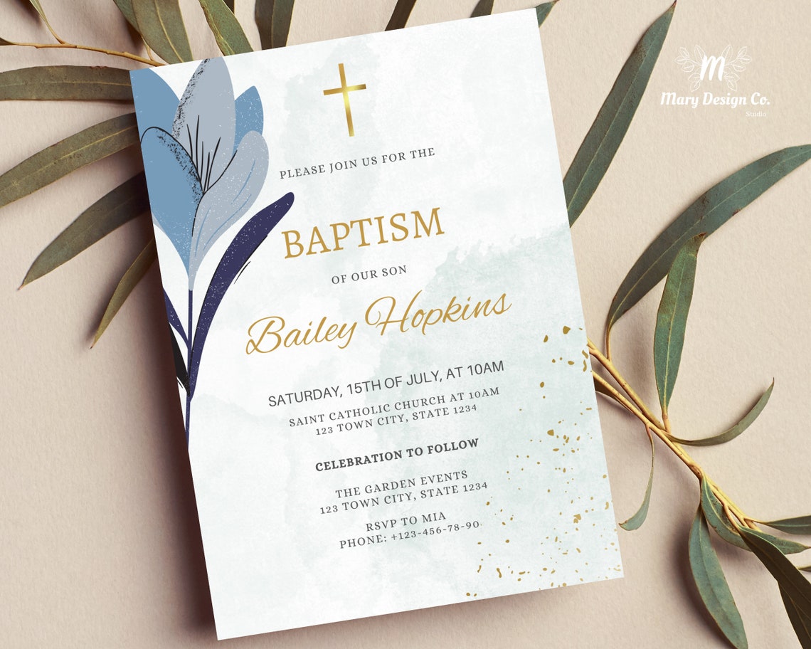 Personalized Baptism Invitation Template, Catholic Baptism, Baptism ...
